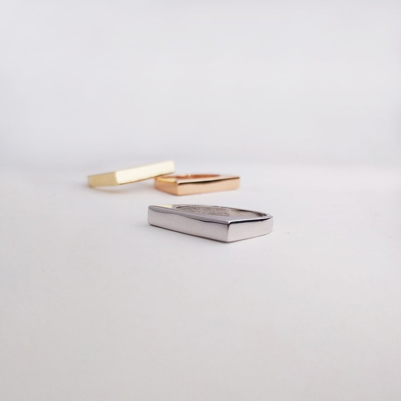 Flat Bar Ring Signet Ring Women Wide Ring Geometric Gold - Etsy