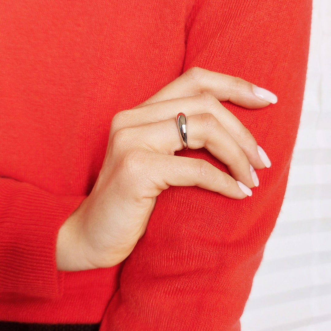 Wide Dome Ring, Classic Bold Ring, Chunky Ring, 9K/14K Gold Bubble Ring, Statement Ring for ...
