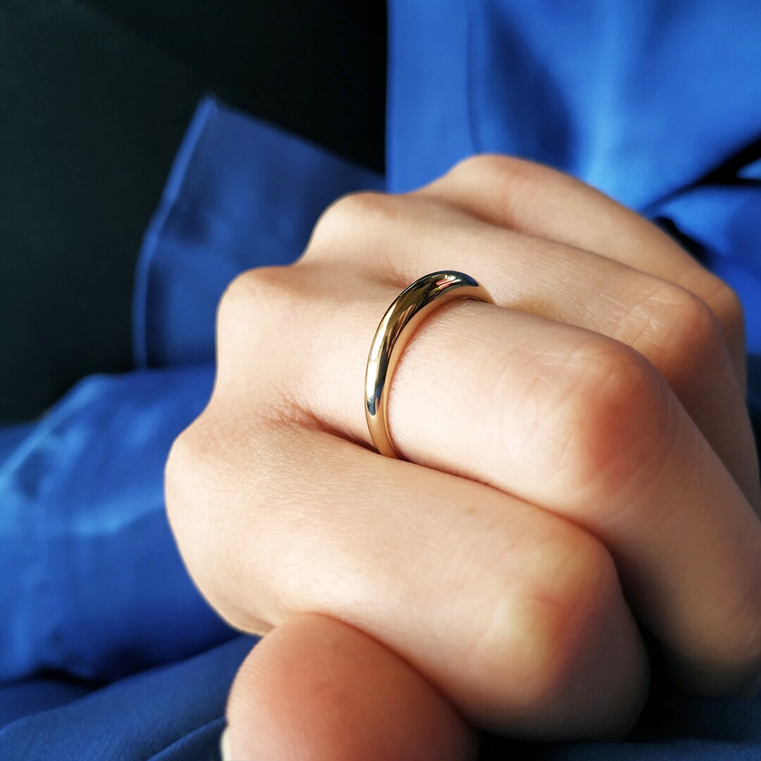 Small Dome Ring for Women, Dome Stacking Ring, Any Color Hollow Gold ...