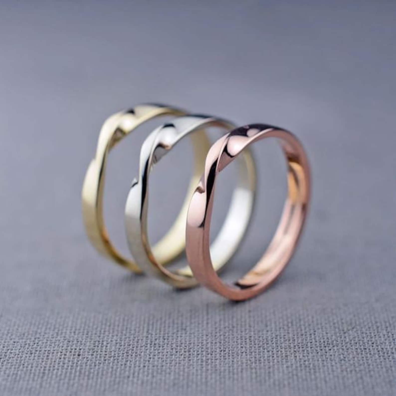 Mobius Ring Gold Mobius Ring Set His and Her Solid Gold | Etsy