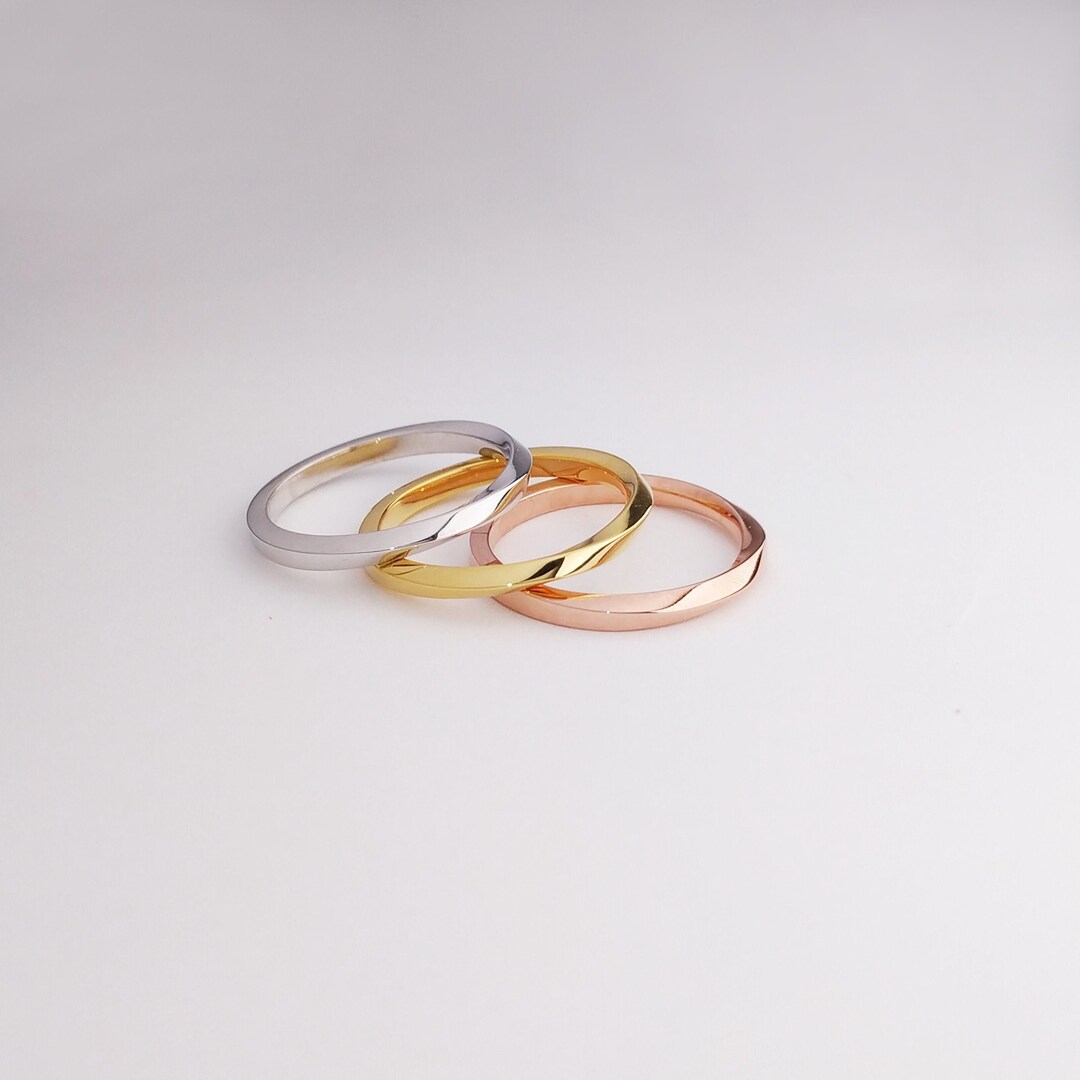 Twisted Band Ring, Solid Gold Mobius, Half Eternity Mobius Ring, Thin ...
