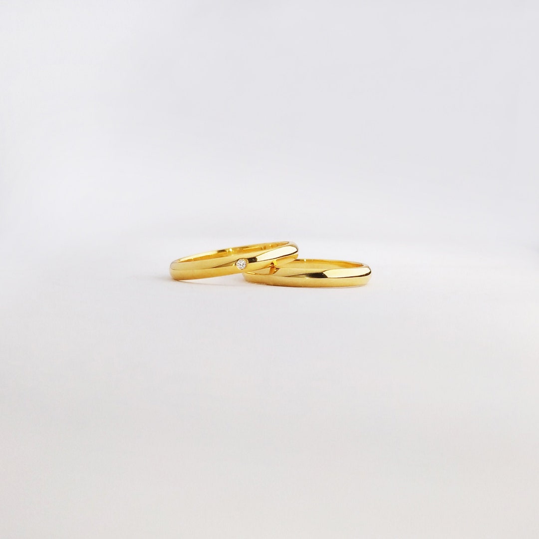 Simple Couple Ring His and Hers Wedding Band 2.5mm, 14K Gold Classic ...