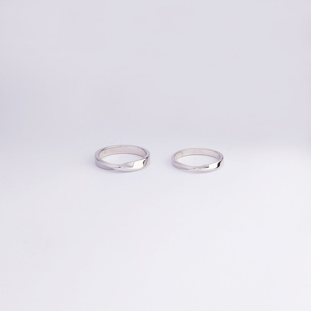 Wedding Ring Set, Mobius Couple Set, 3.5mm-2.6mm Width Bands, 9K 18 14K ...