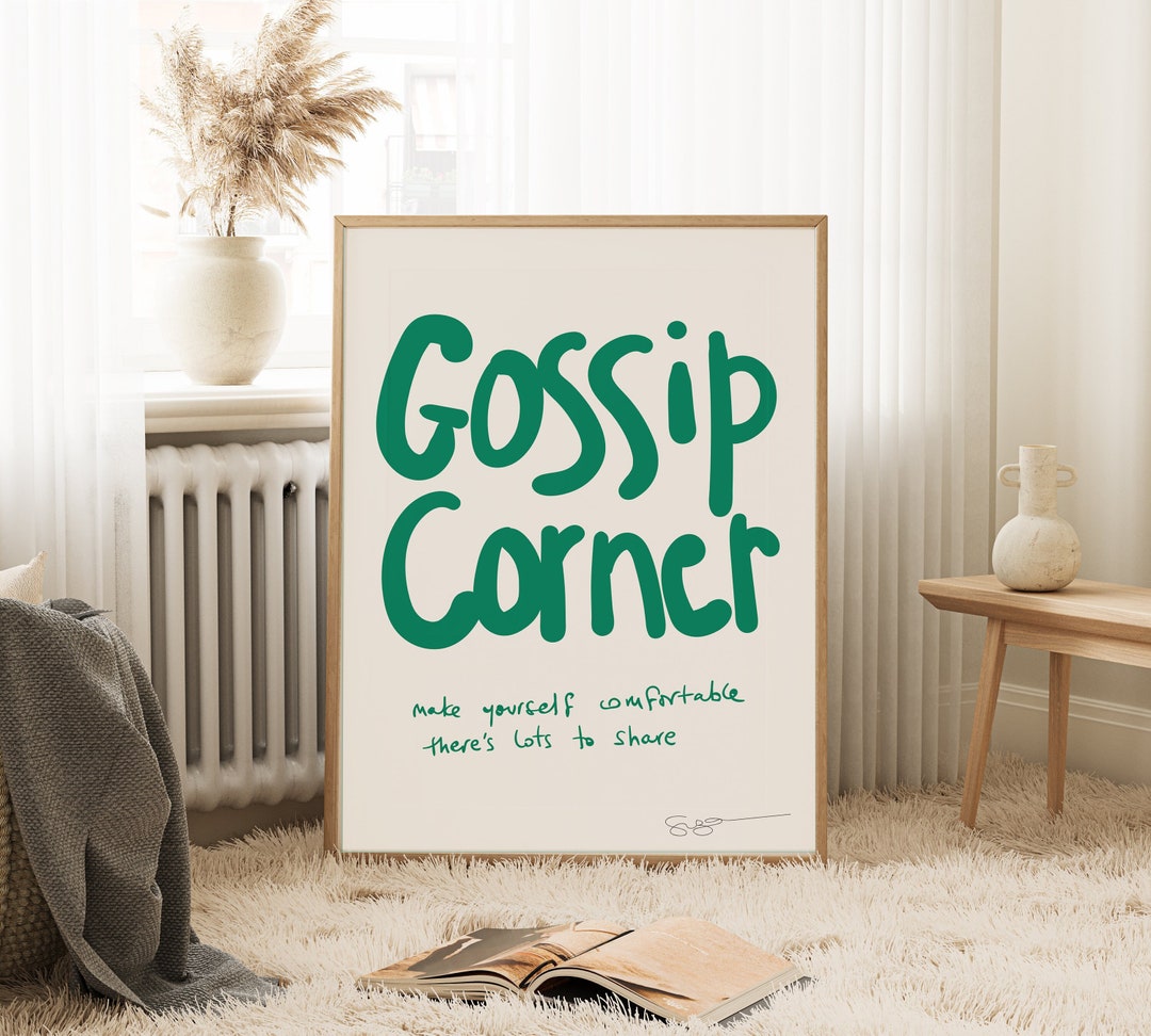Hand Drawn Gossip Print, Aesthetic Wall Art, Funny Quote Print, Sketch ...