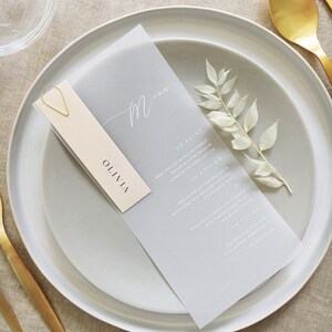 Vellum Paper Menu Cards With Chiffon Ribbon // Optional Place - Etsy