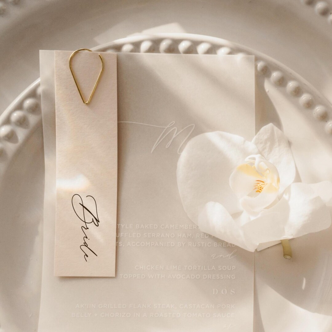 Script Place Cards / Name Tags With Gold Teardrop Clip - Etsy