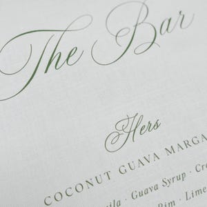 Script Bar Menu in Linen Fabric - Etsy