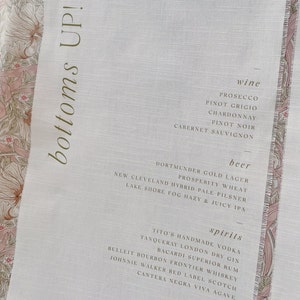 Bar Drinks Menus in Linen Fabric for Weddings - Etsy