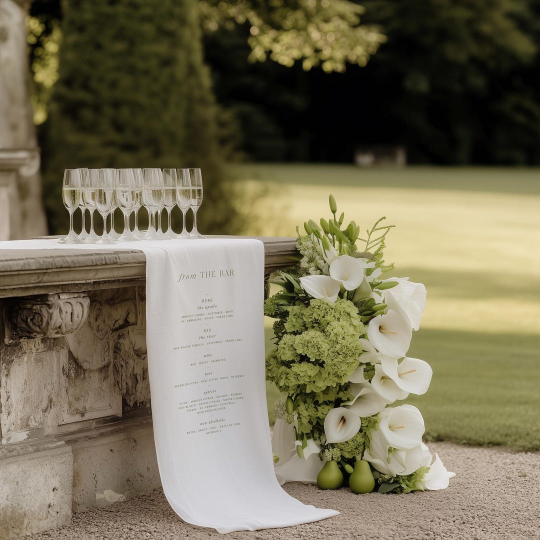 Bar Drinks & Signature Cocktails Menus in Linen Fabric - Etsy
