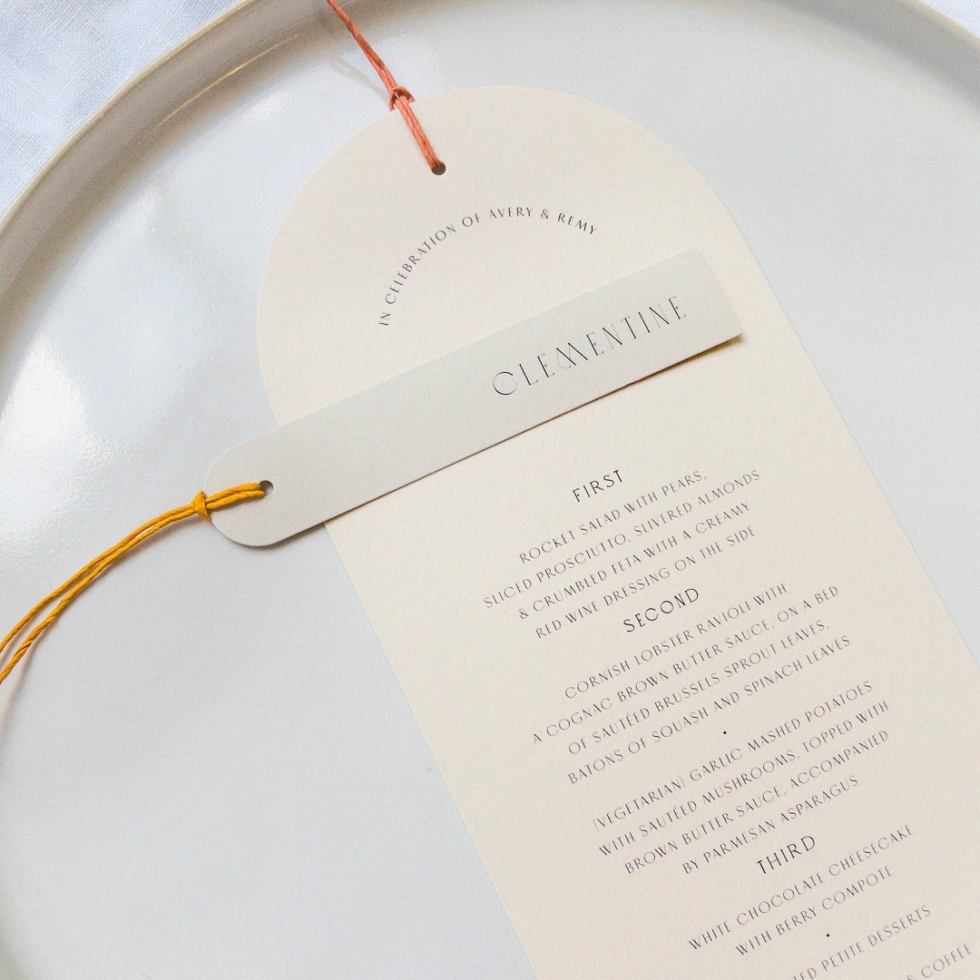 Arched/rounded Wedding Menus in a Choice of Colour With Twine (place ...
