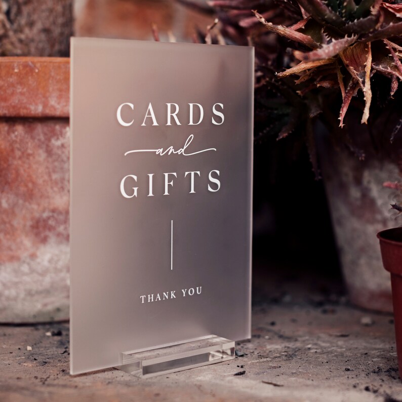 Frosted Acrylic Cards & Gifts Sign With Acrylic Block Stand | Etsy