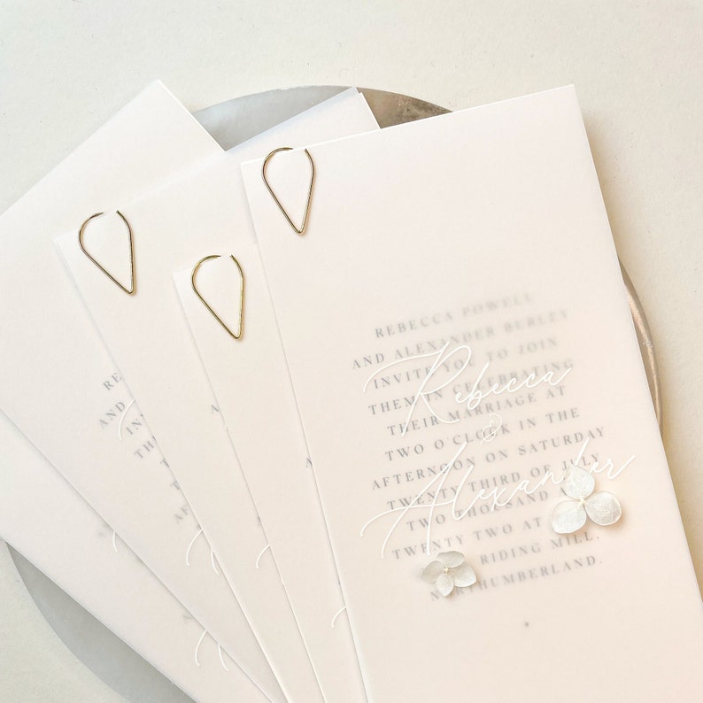 Vellum Overlay Wedding Invitation With Choice of Envelope & | Etsy