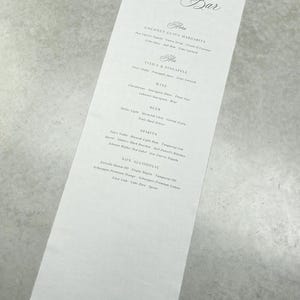 Script Bar Menu in Linen Fabric - Etsy