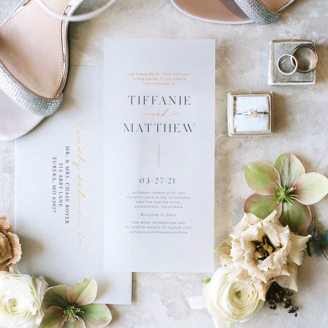 RUSH ORDER Gold Foiled Vellum Wedding Invitations With Premium Envelope ...