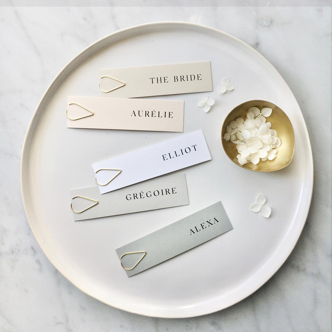 Place Cards / Name Tags With Gold Teardrop Clips - Etsy