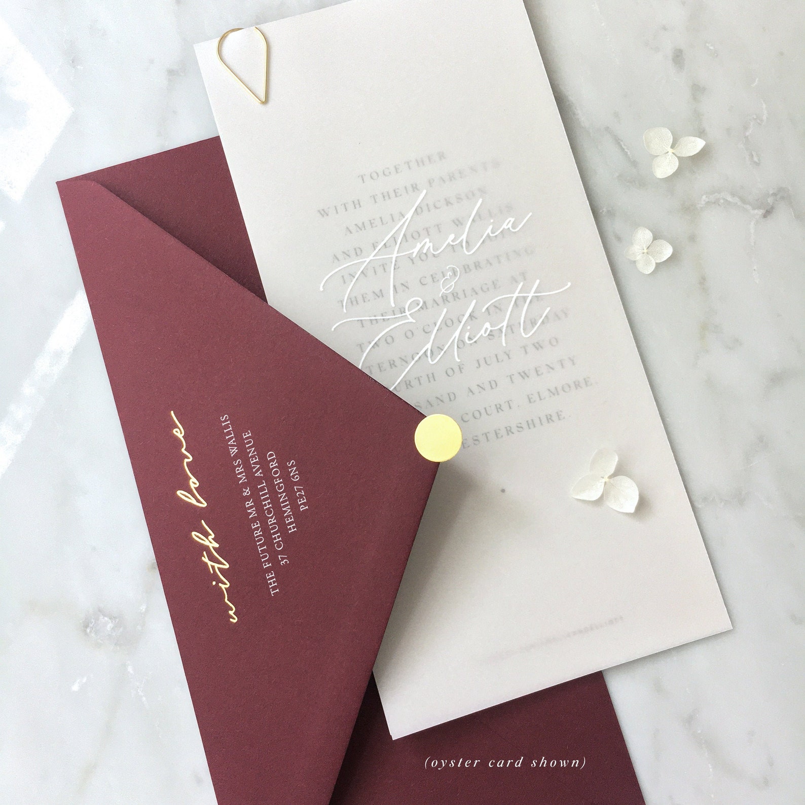 Vellum Overlay Wedding Invitation With Choice of Envelope & | Etsy