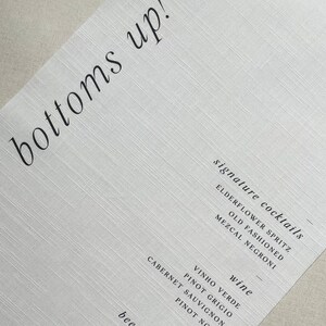 Bar Drinks Menus in Linen Fabric for Weddings - Etsy