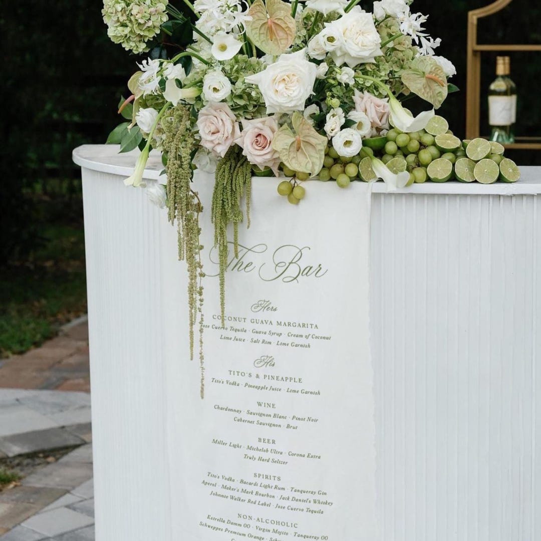Script Bar Menu in Linen Fabric - Etsy