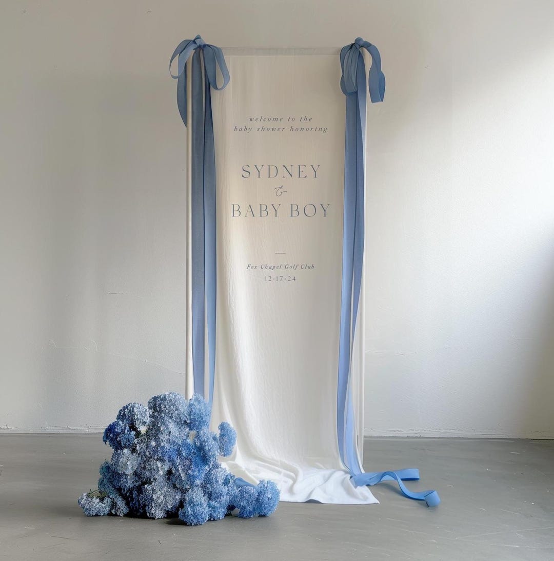 Linen Baby Shower Welcome Sign With Silk Ribbon & Optional Stand - Etsy