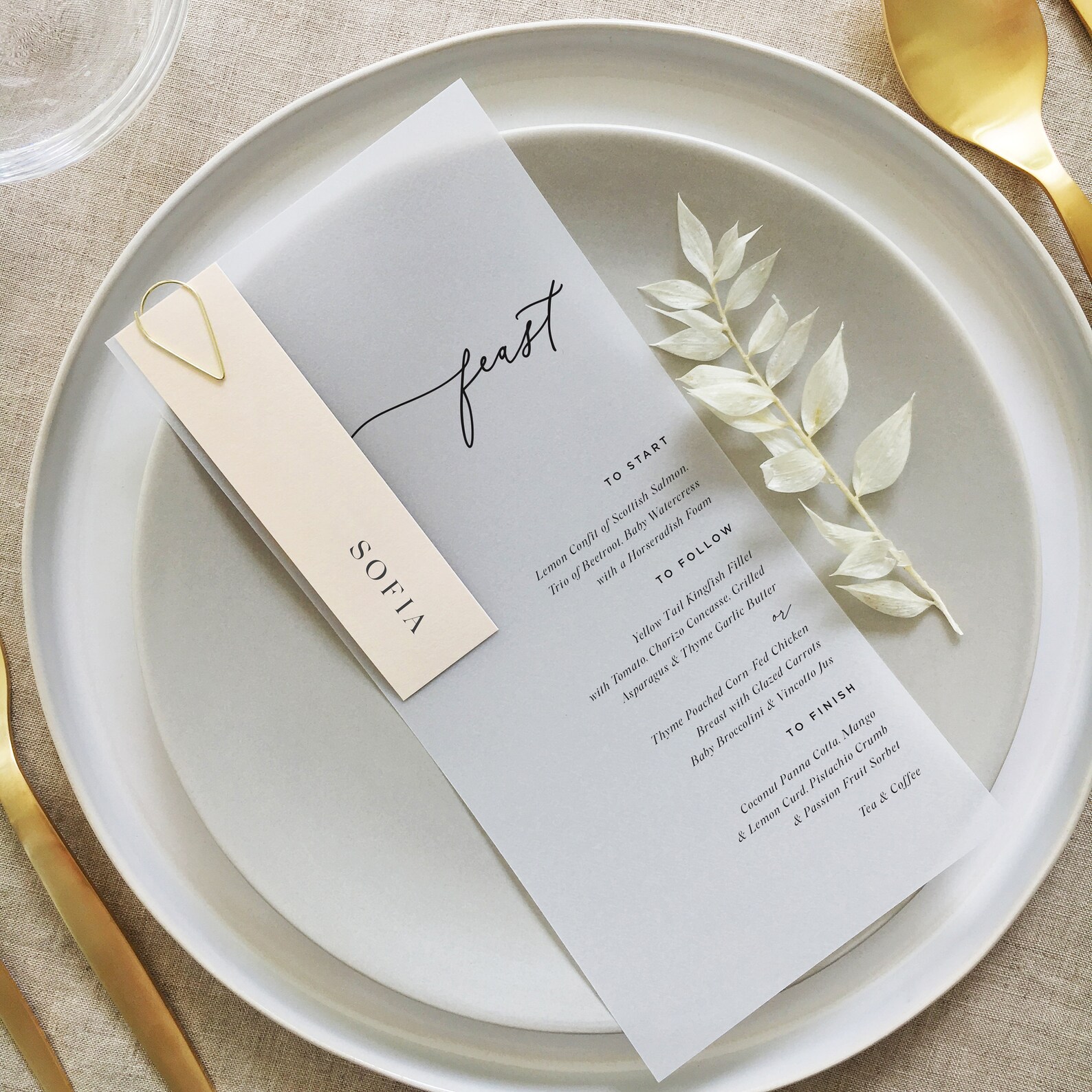 Translucent Vellum 'feast' Wedding Menus - Etsy