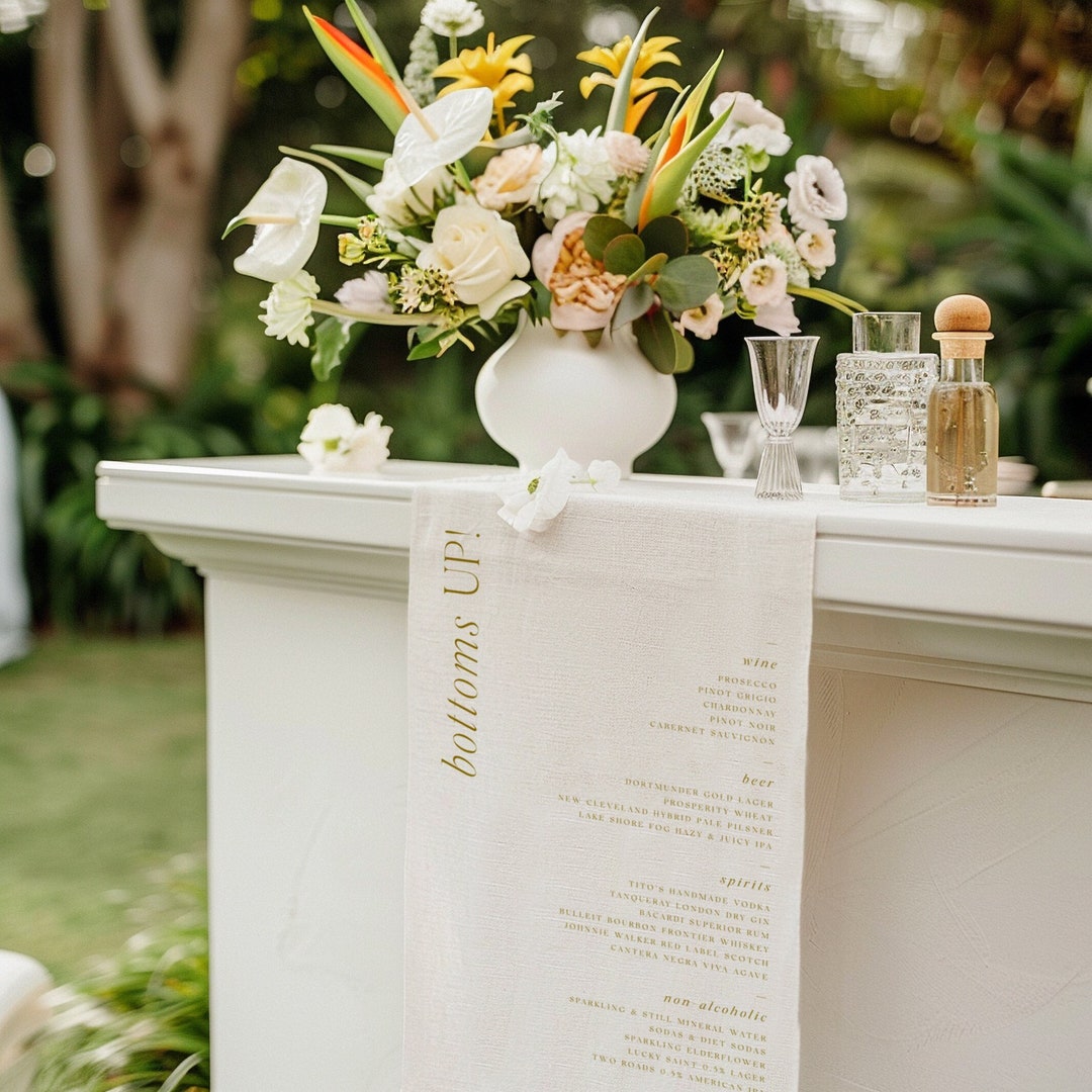 Bar Drinks Menus in Linen Fabric for Weddings - Etsy