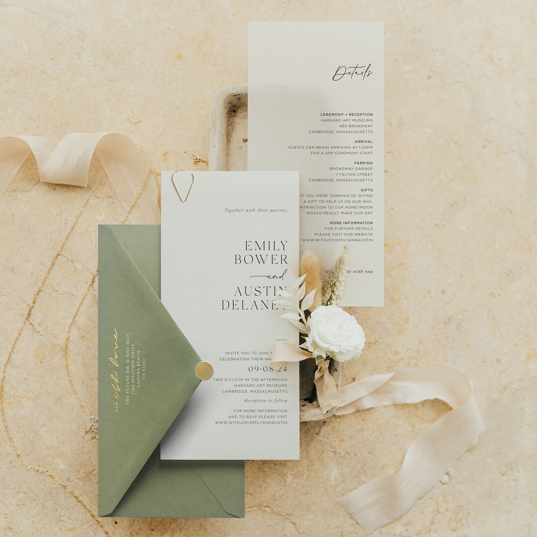 Translucent Vellum + Card Serif Wedding Invitations With Choice of ...