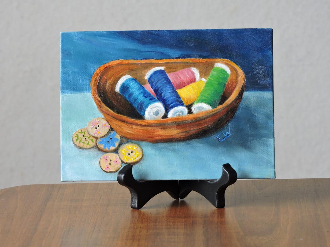Threads and Buttons. This Oil Painting is a One of a Kind Featuring ...