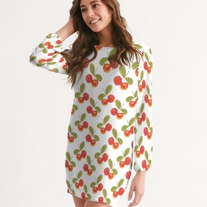 Acerola Caribbean Cherry Print - Women's Long Sleeve Chiffon Dress ...