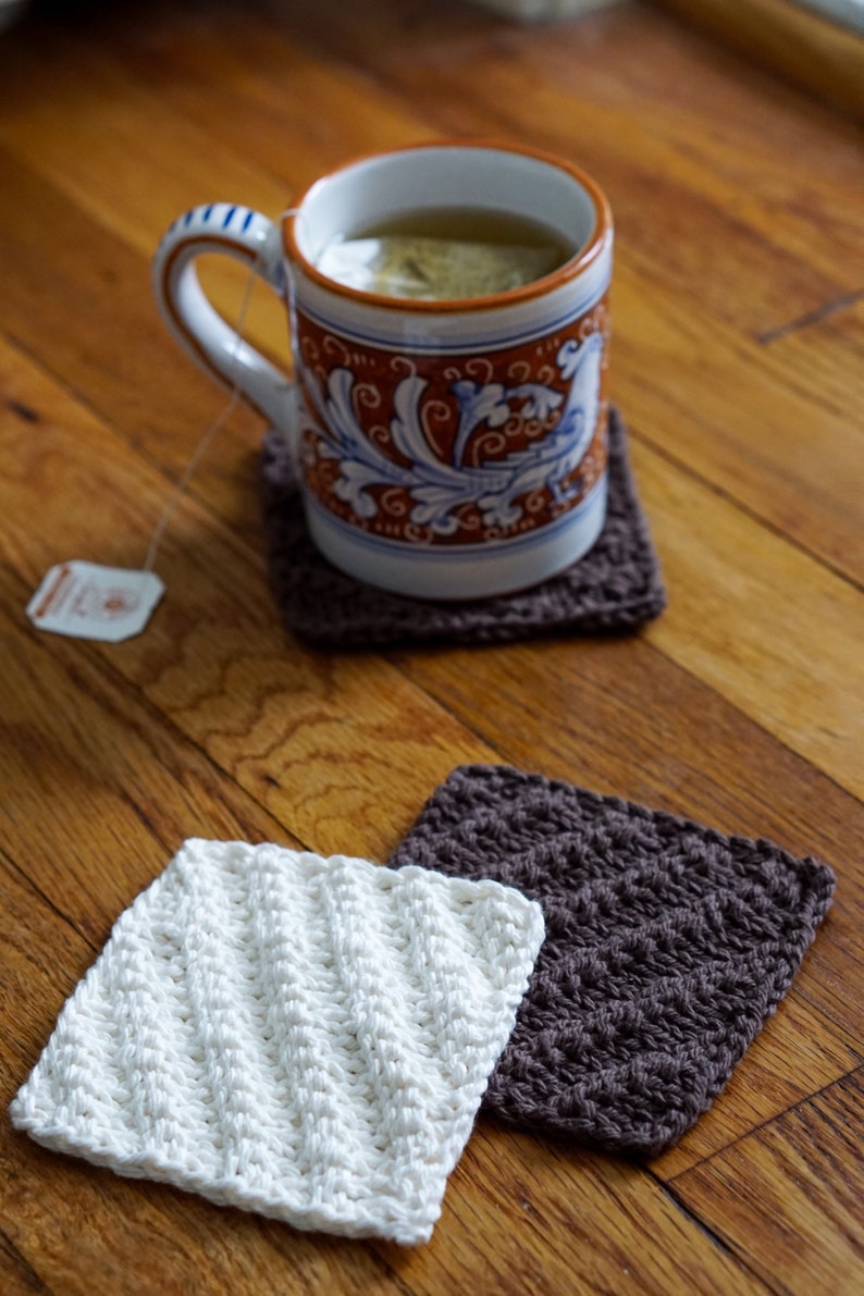 Knitting Pattern // Textured Coaster Knitted Square Coaster - Etsy