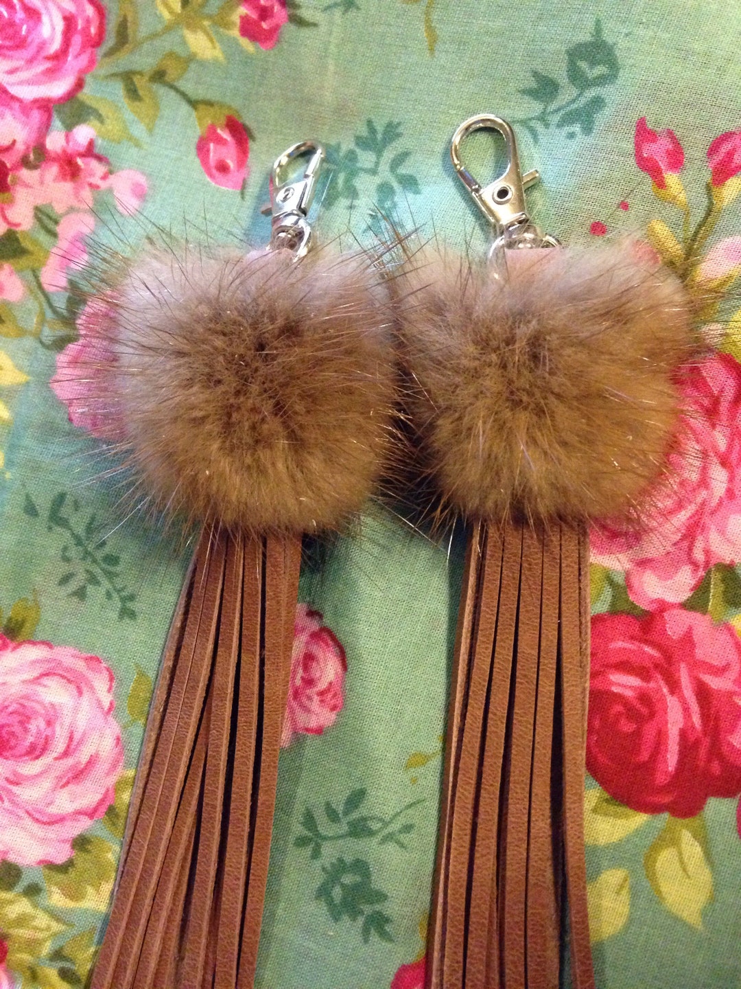 Brown Fur Topped Boot Tassels, Cute Fluffy Leather Boot Tassels ...