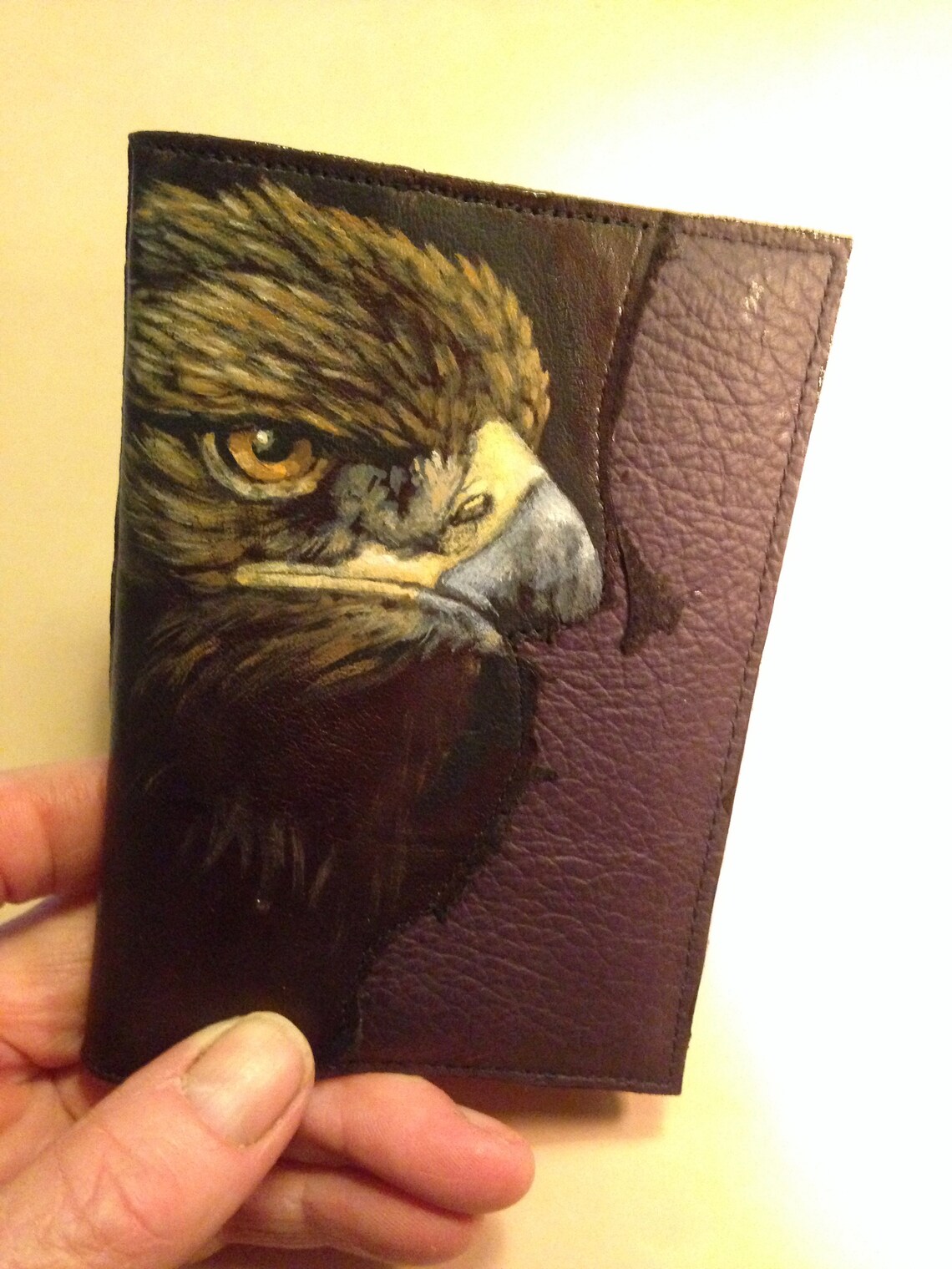 Golden Eagle Leather Diary / Journal Painted Eagle Cover | Etsy