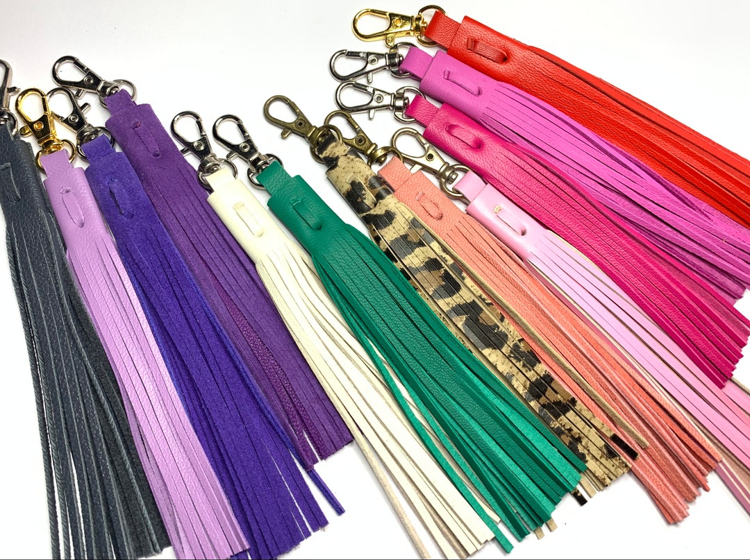 Leather Tassels, Clip on Fringe for Boots or Bags , Zippers or Keychain ...