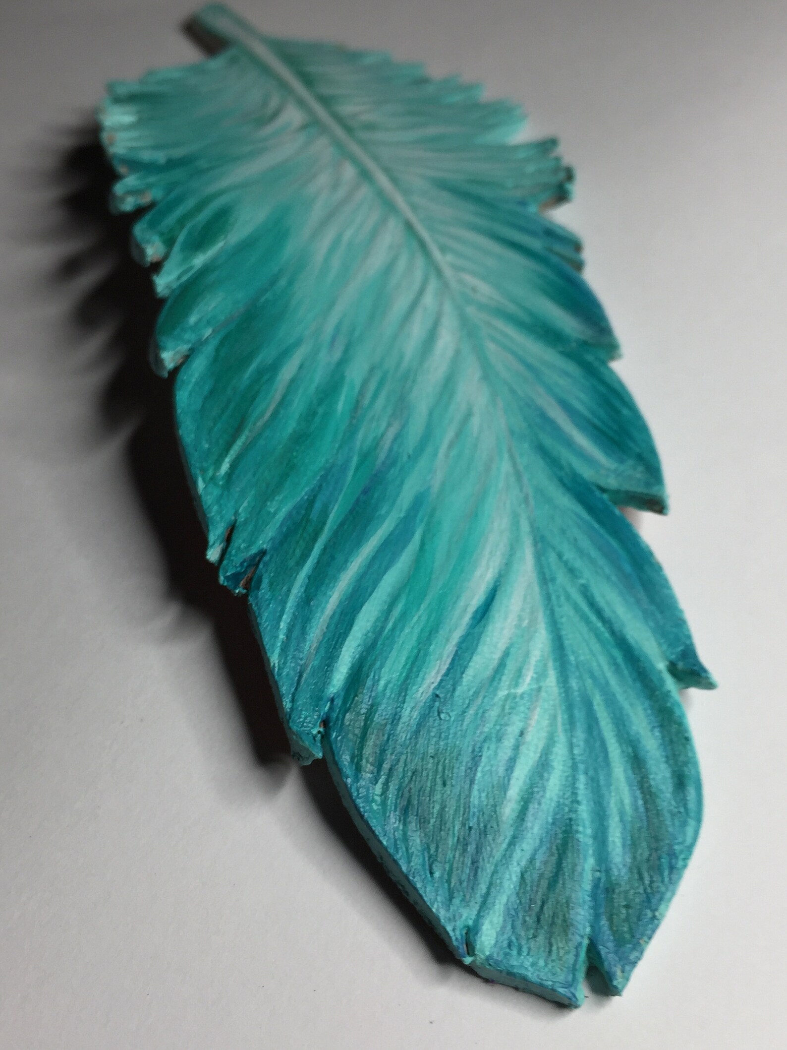 Leather Feather Hair Barrette, Hand Painted Realistic Hair Clip Feather ...