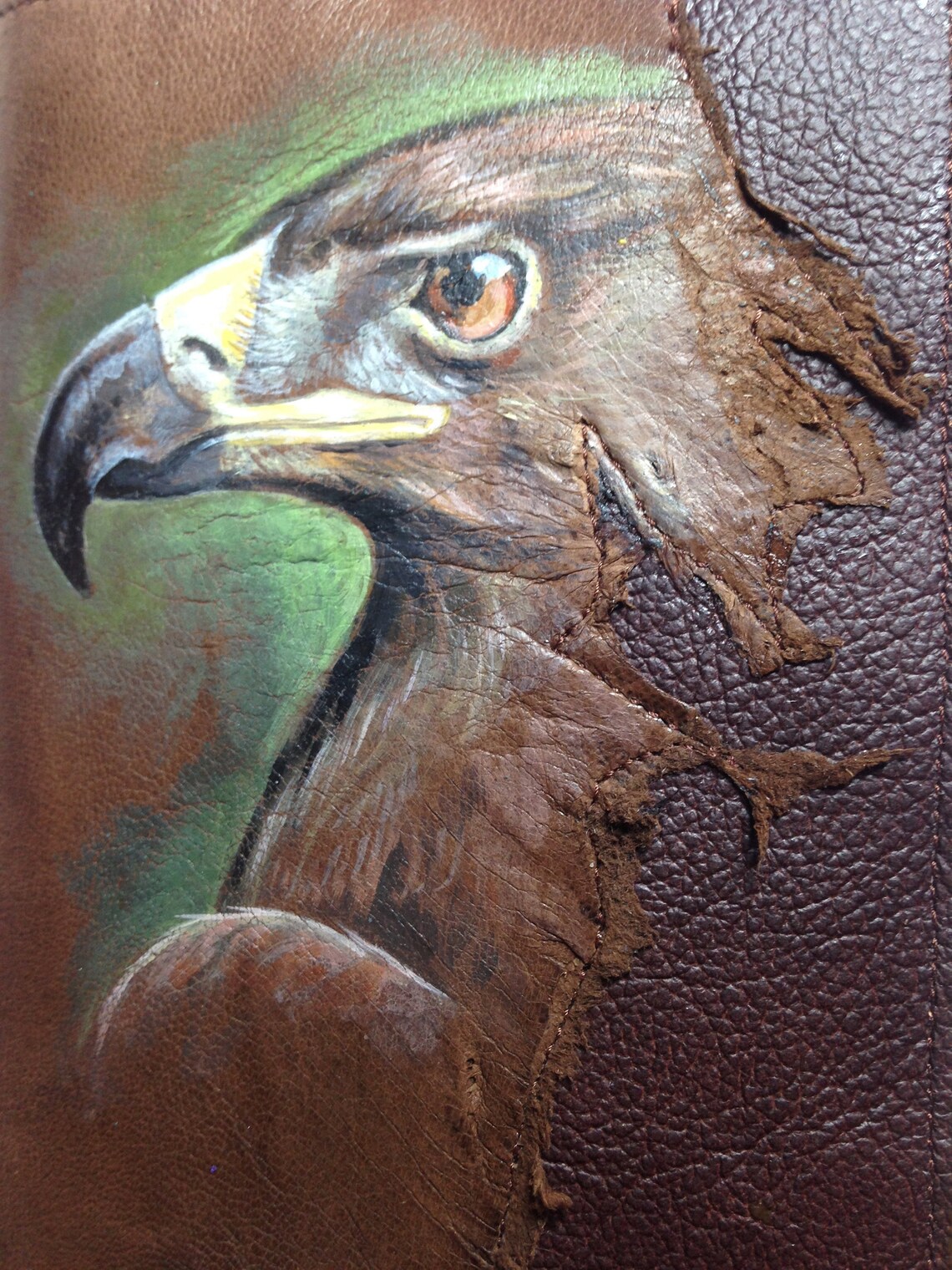 Golden Eagle Leather Diary / Journal Painted Eagle Cover | Etsy