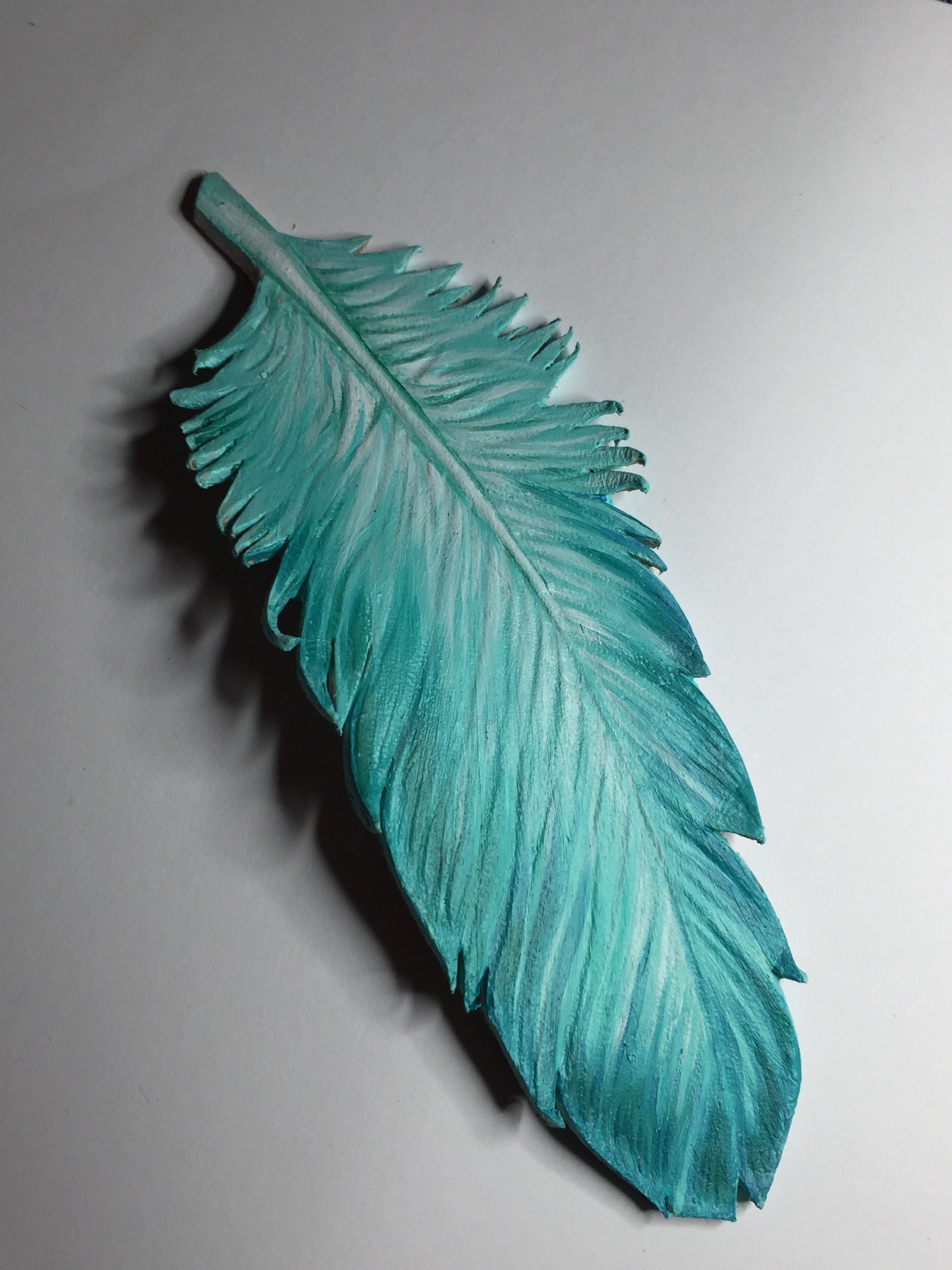 Leather Feather Hair Barrette, Hand Painted Realistic Hair Clip Feather ...
