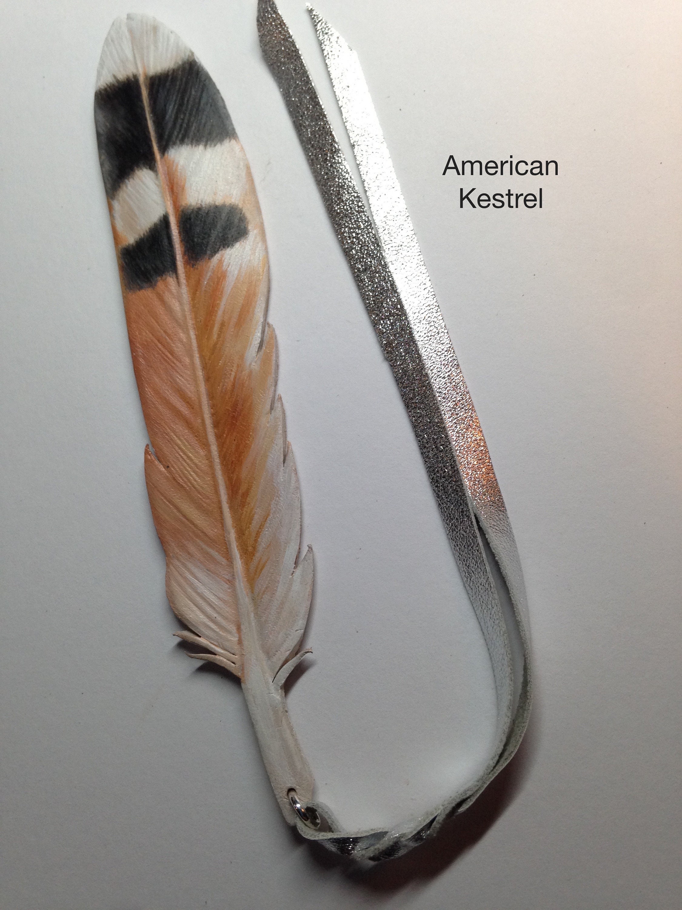 Painted Leather Feathers Barn Owl Feather American Kestrel - Etsy Denmark
