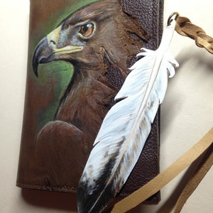 Golden Eagle Leather Diary / Journal, Painted Eagle Cover, Eagle Head ...