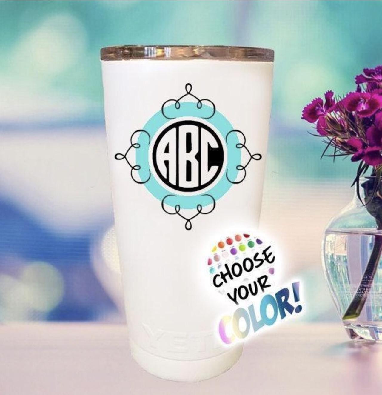 Yeti Cup Custom Monogram Decal - Choose Colors! - Etsy