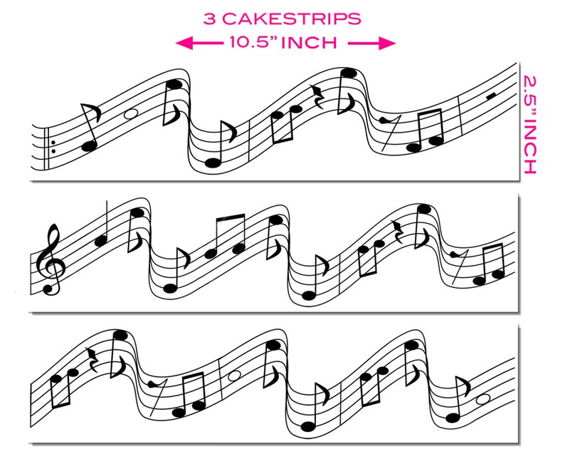 MUSIC NOTES Edible Cake Border Cake Strips Frosting Sheet - Etsy