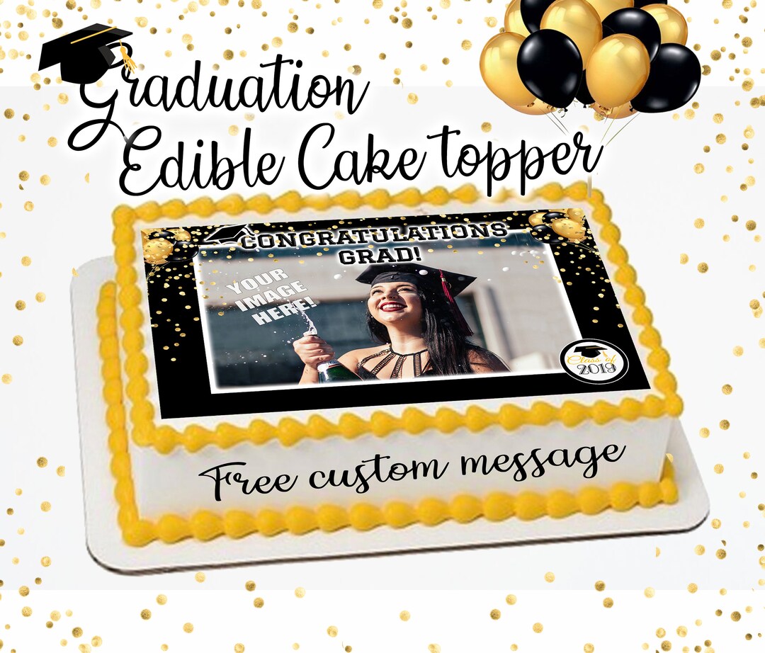 Graduation EDIBLE CAKE TOPPER Cake Image Birthday Wedding Party ...