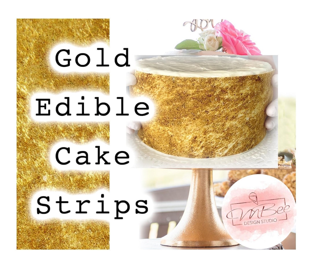 Gold Edible Cake Wrap Image Border Cake Strips Frosting Sheet Birthday ...