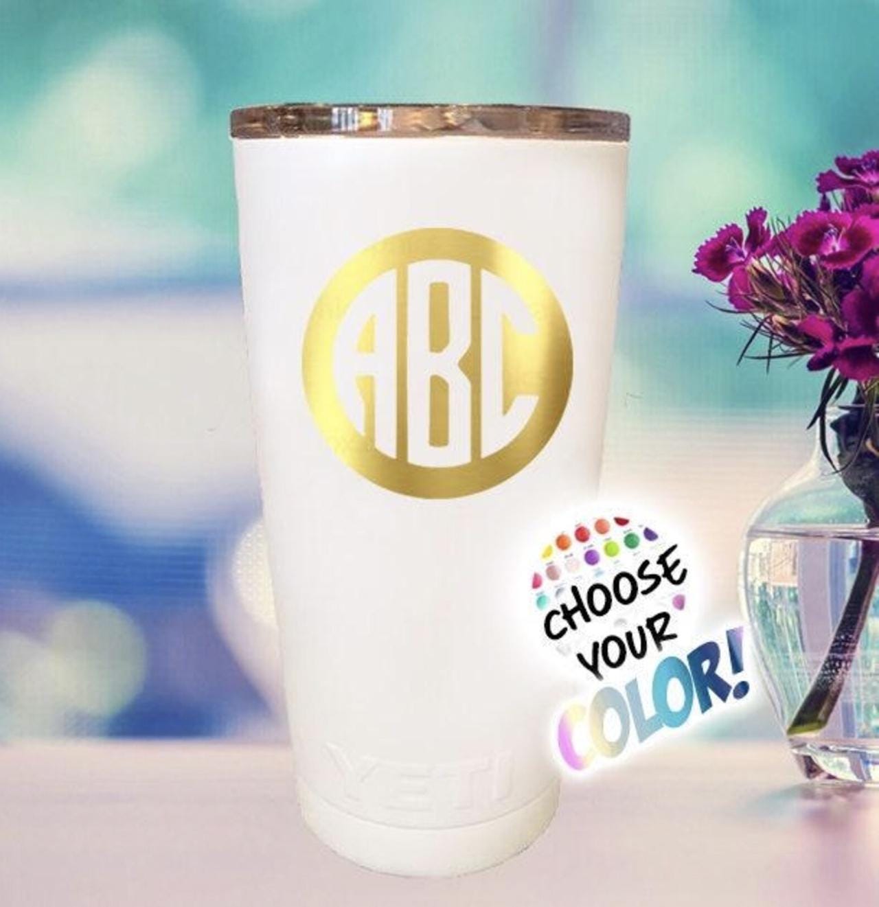 Yeti Cup Custom Monogram Decal - Choose Colors! - Etsy
