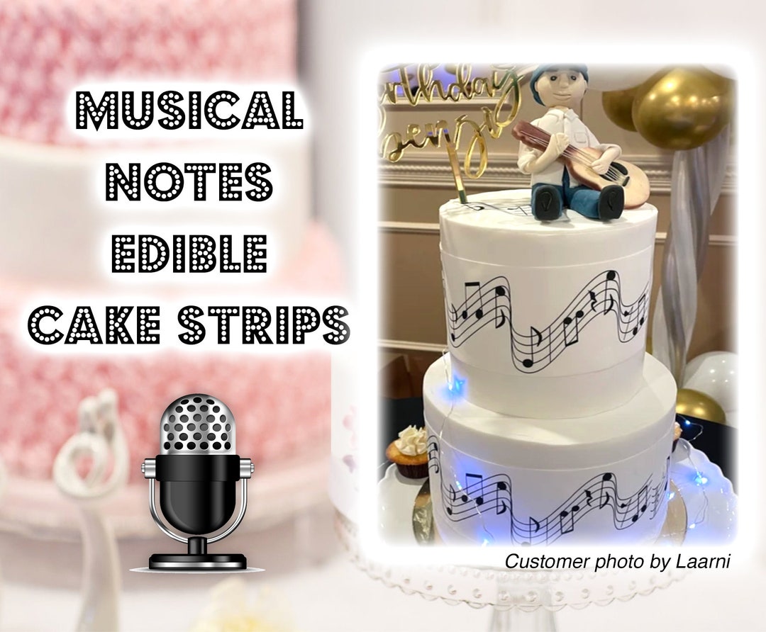 MUSIC NOTES Edible Cake Border Cake Strips Frosting Sheet Birthday ...