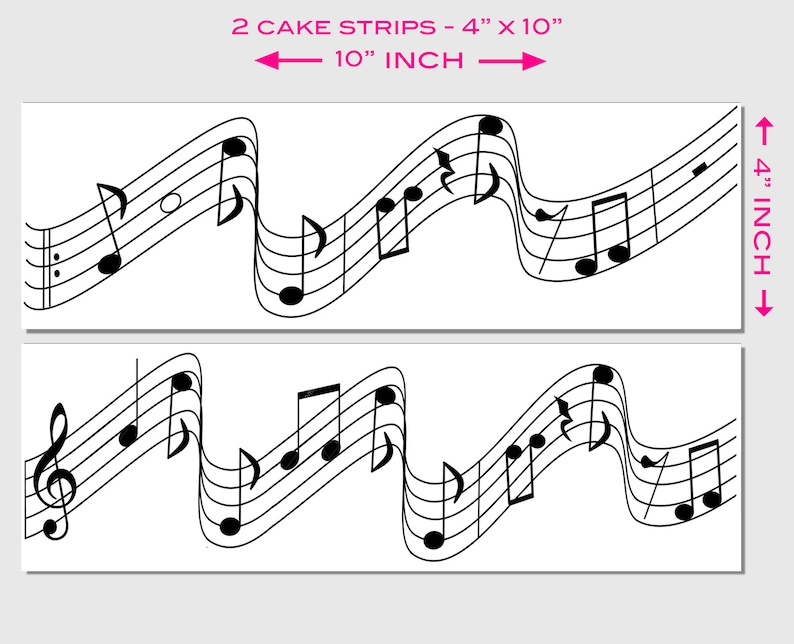 MUSIC NOTES Edible Cake Border Cake Strips Frosting Sheet - Etsy