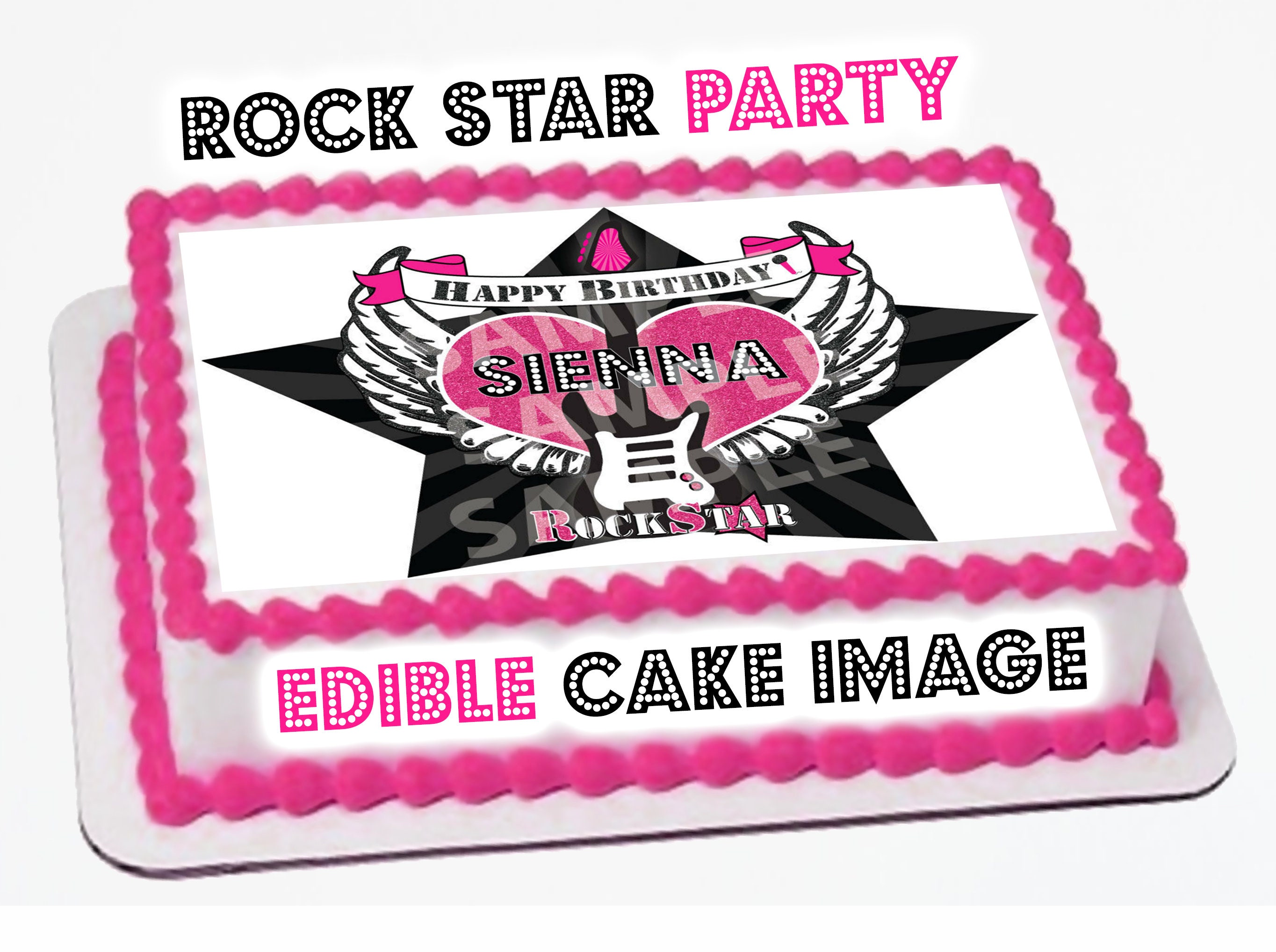 ROCK STAR Party Edible Cake Image Cake Topper Custom Frosting - Etsy