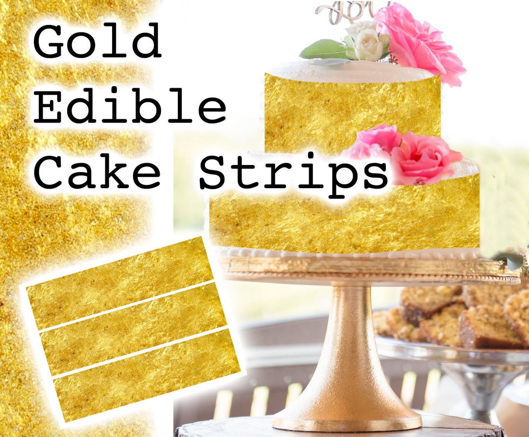 Gold Edible Cake Wrap Image Border Cake Strips Frosting Sheet Birthday ...