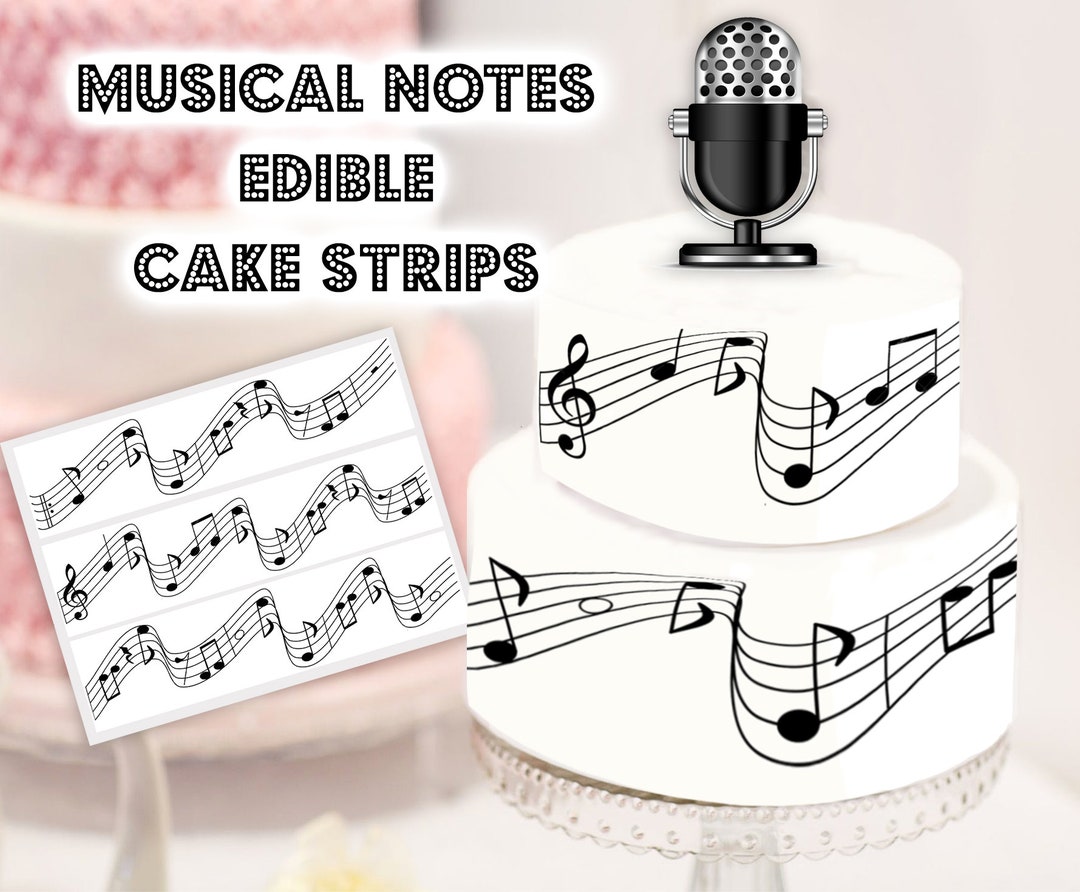 MUSIC NOTES Edible Cake Border Cake Strips Frosting Sheet Birthday ...