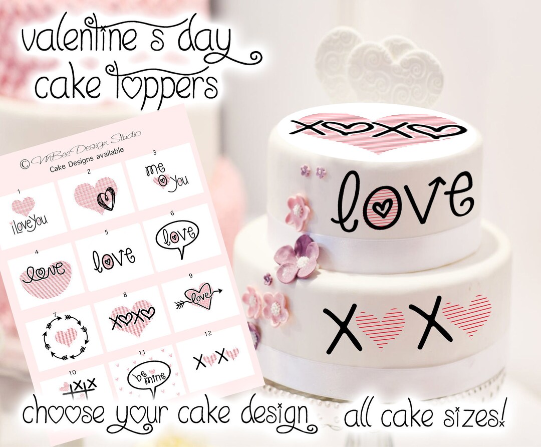 Valentine's Day Love EDIBLE CAKE TOPPER Cupcake Cookie - Etsy