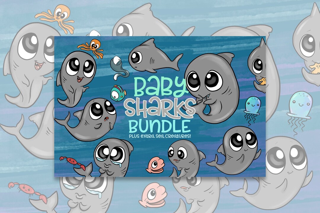 Baby Shark Clipart, Shark Clipart, Baby Clipart, Cartoon Sticker ...