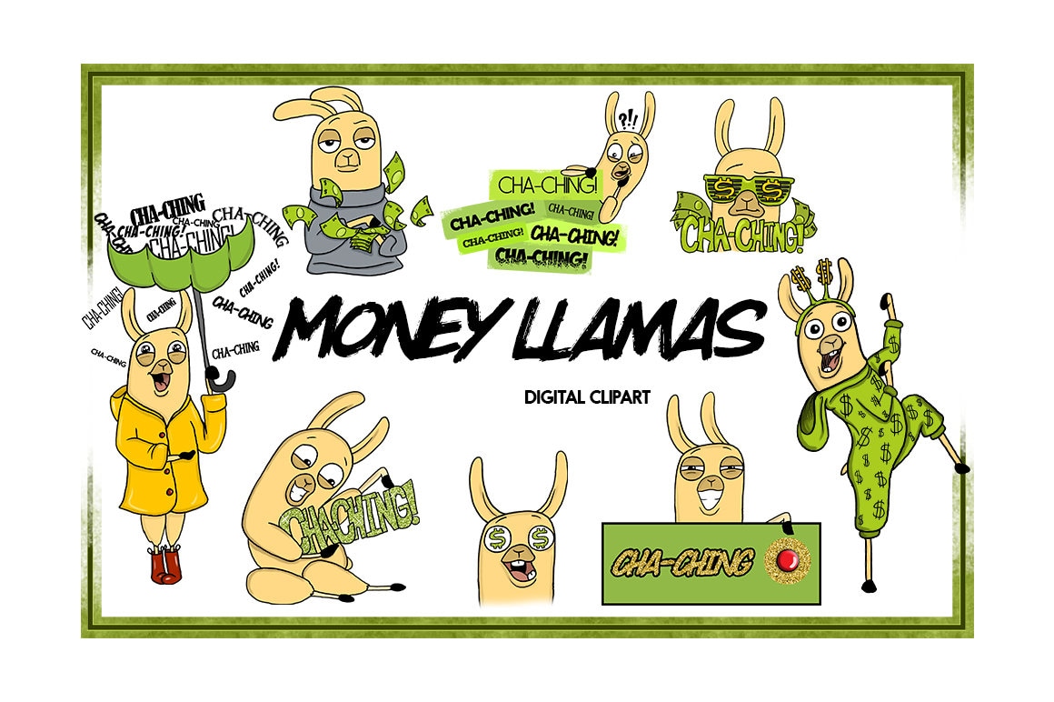 Money Clipart llama Clipart Cha-Ching Clipart Cartoon | Etsy